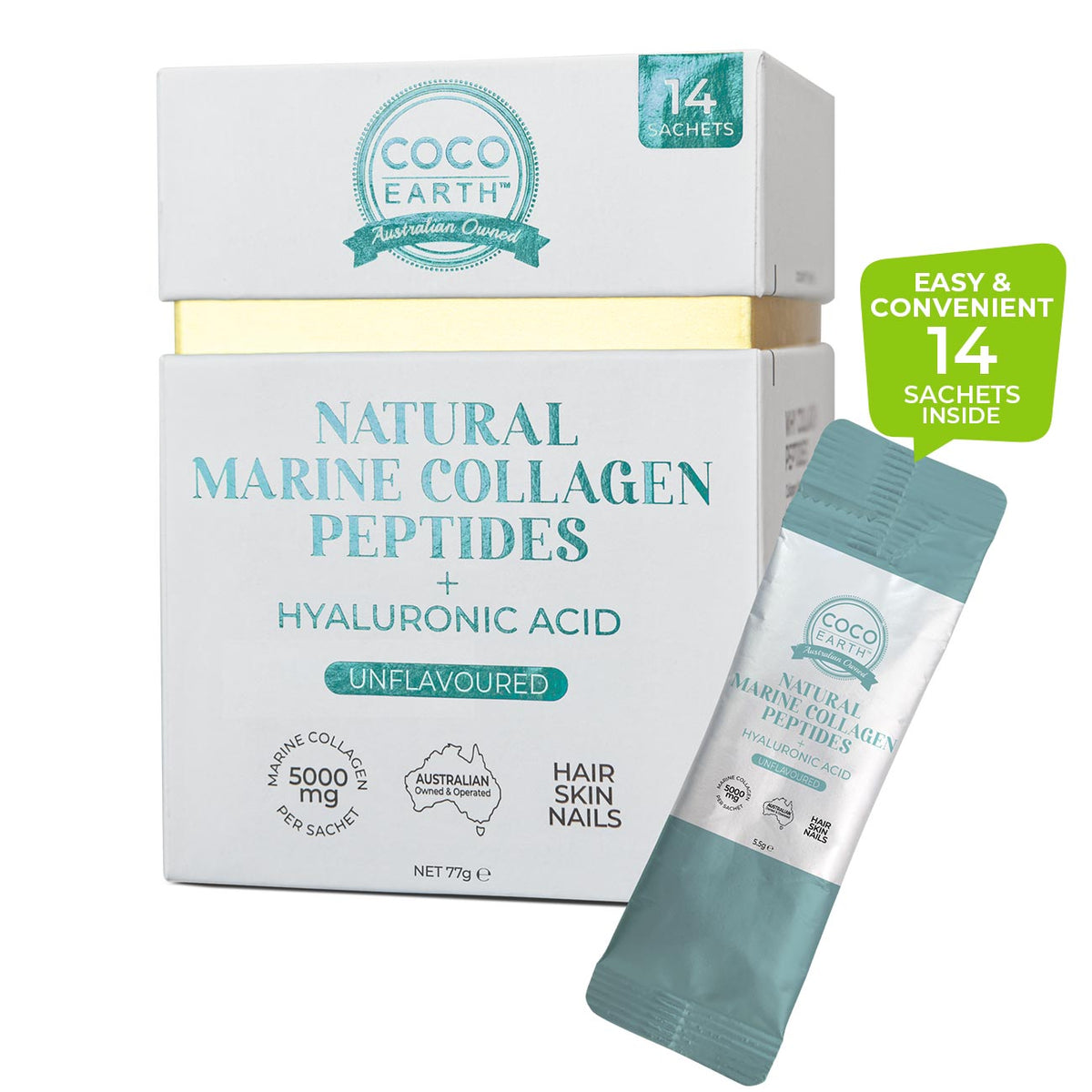 Coco Earth Marine Collagen Unflavoured Sachet 3.6g x 14 Sachets